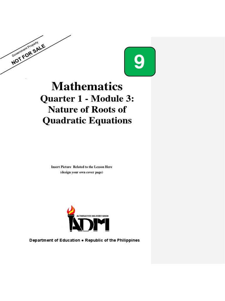 Math9 Q1 Mod3 QuadraticEquation Version3 PDF | PDF | Quadratic Equation ...
