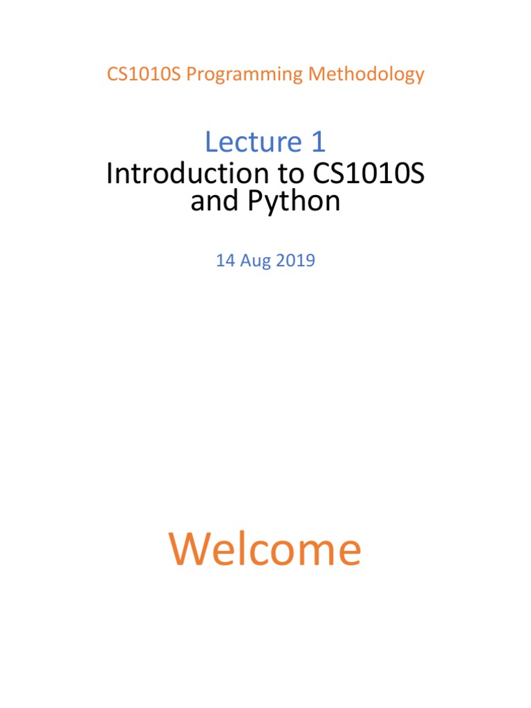 CS1010S Lecture 01 - Introduction PDF | PDF | Integer (Computer Science) | Boolean Data Type