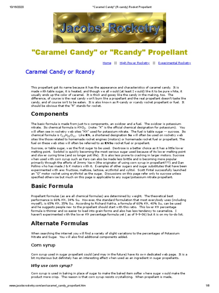 (R-Candy) Rocket Propellant | PDF | Glucose | Sucrose