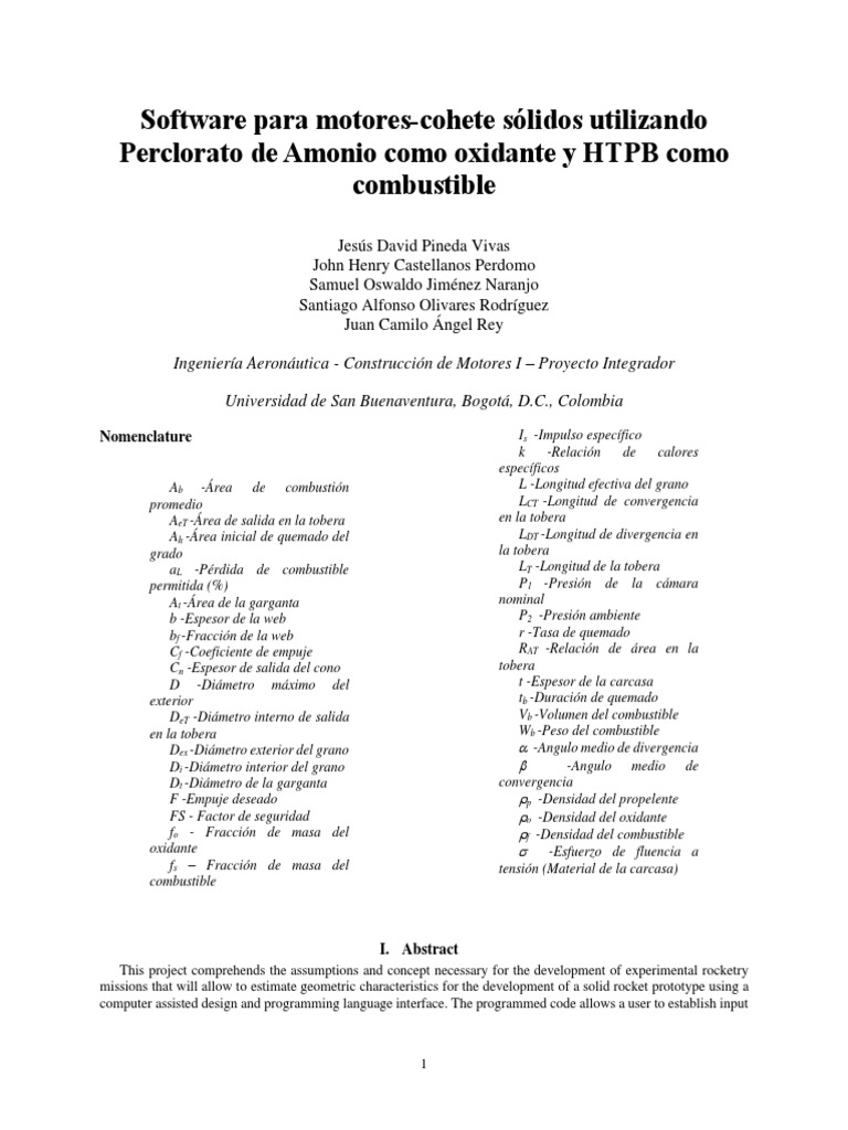 Informe de Avance PI | PDF | Motor de cohete | Cohete