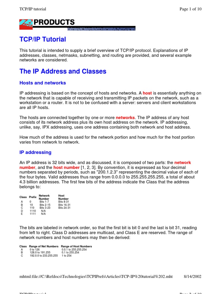 TCP/IP Tutorial: Hosts and Networks | Download Free PDF | Ip Address | Routing