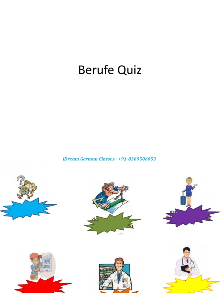 Berufe Quiz: Idream German Classes - +91-8369586053 | PDF | Computers
