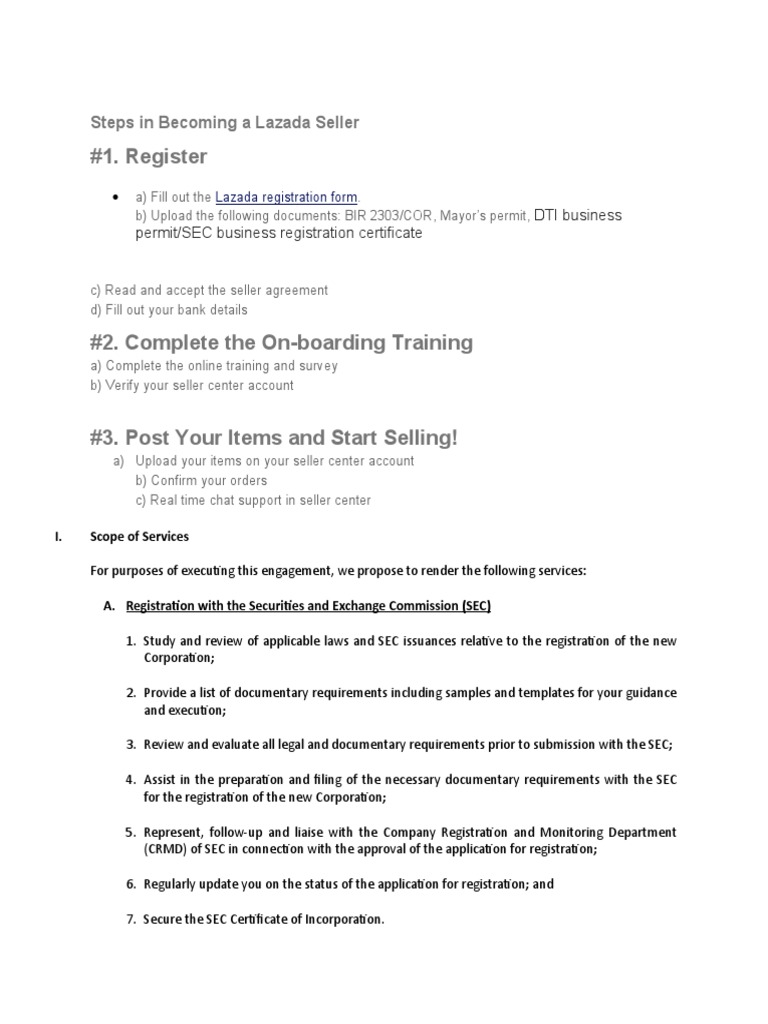 #1. Register: Steps in Becoming A Lazada Seller | PDF
