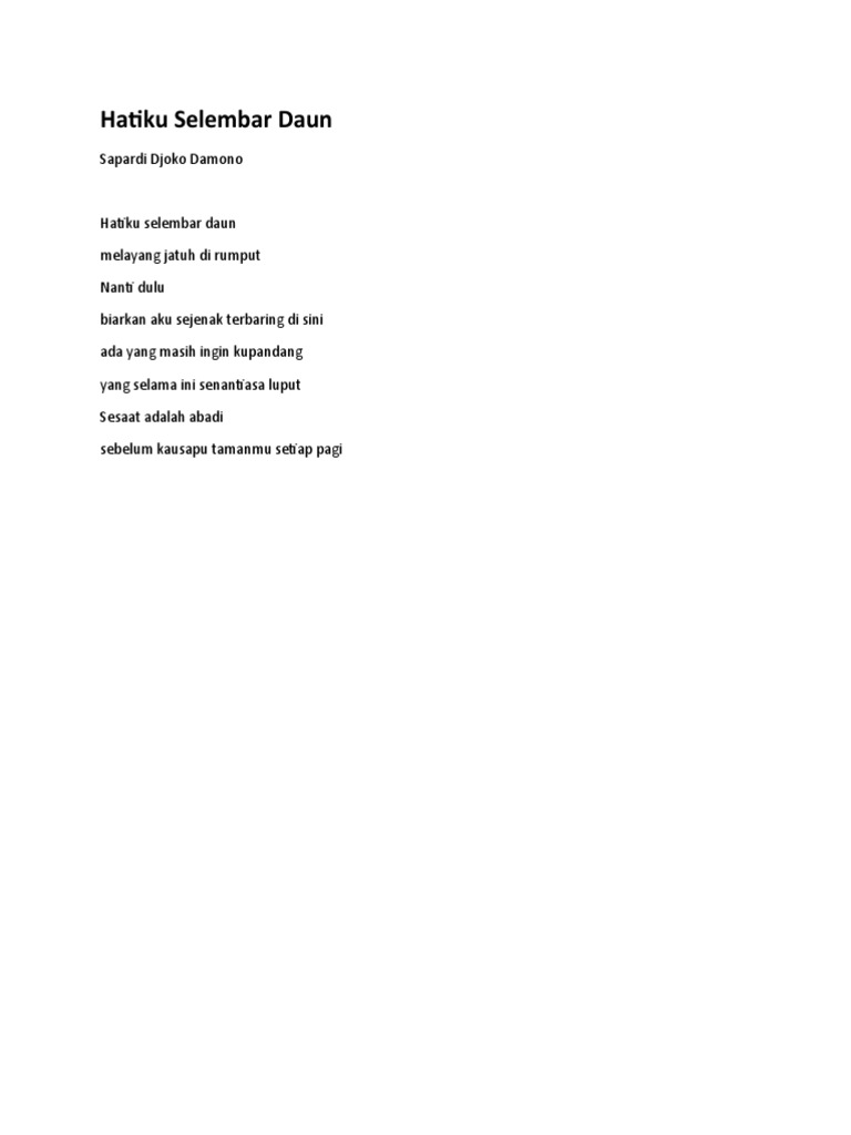 Hatiku Selembar Daun | PDF