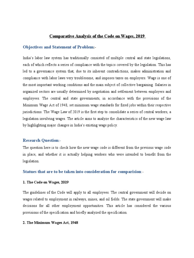 Analysis of the Code on Wages 2019 | PDF | Wage | Employment