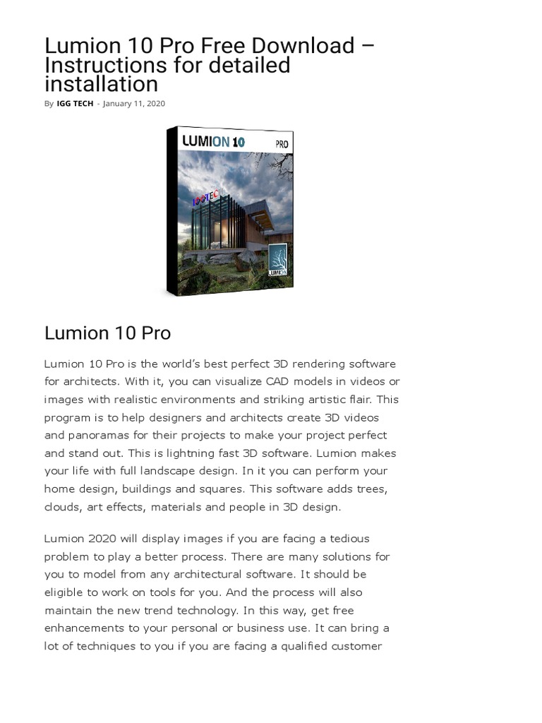 Lumion 10 Pro Free Download - Instructions For Detailed Installation PDF | PDF | 3 D Computer ...