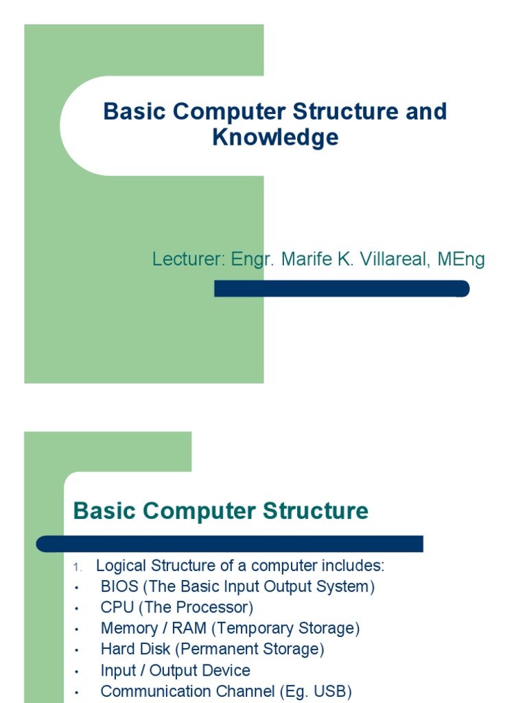 Basic Computer Structure and Knowledge | PDF | Computer Data Storage | Central Processing Unit