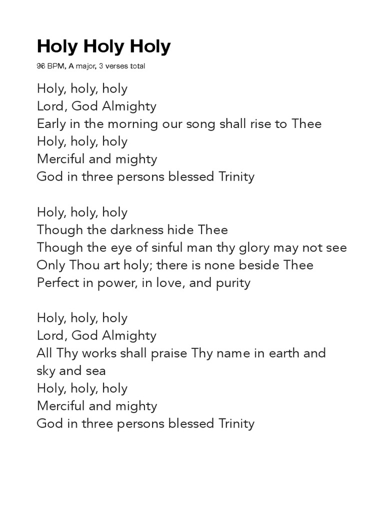 Holy Holy Holy Lyrics PDF | PDF