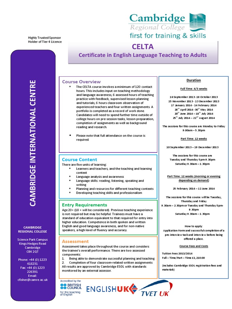 Celta: Certificate in English Language Teaching To Adults | PDF ...