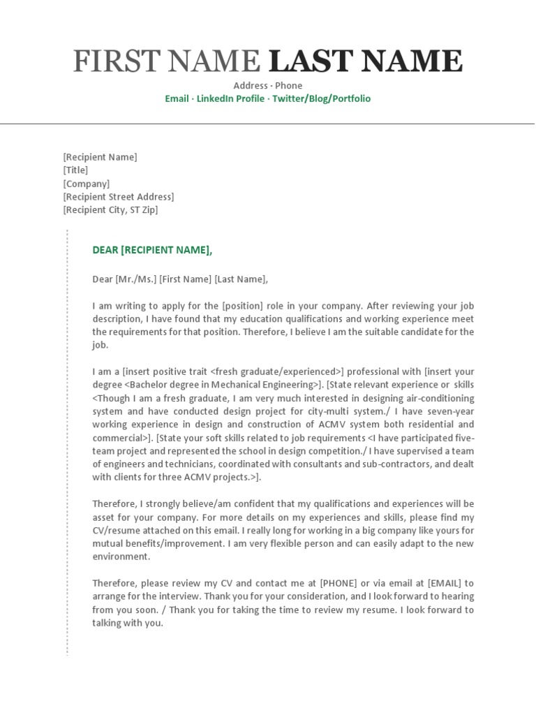 Cover Letter Microsoft Format Sample (Edited) | PDF
