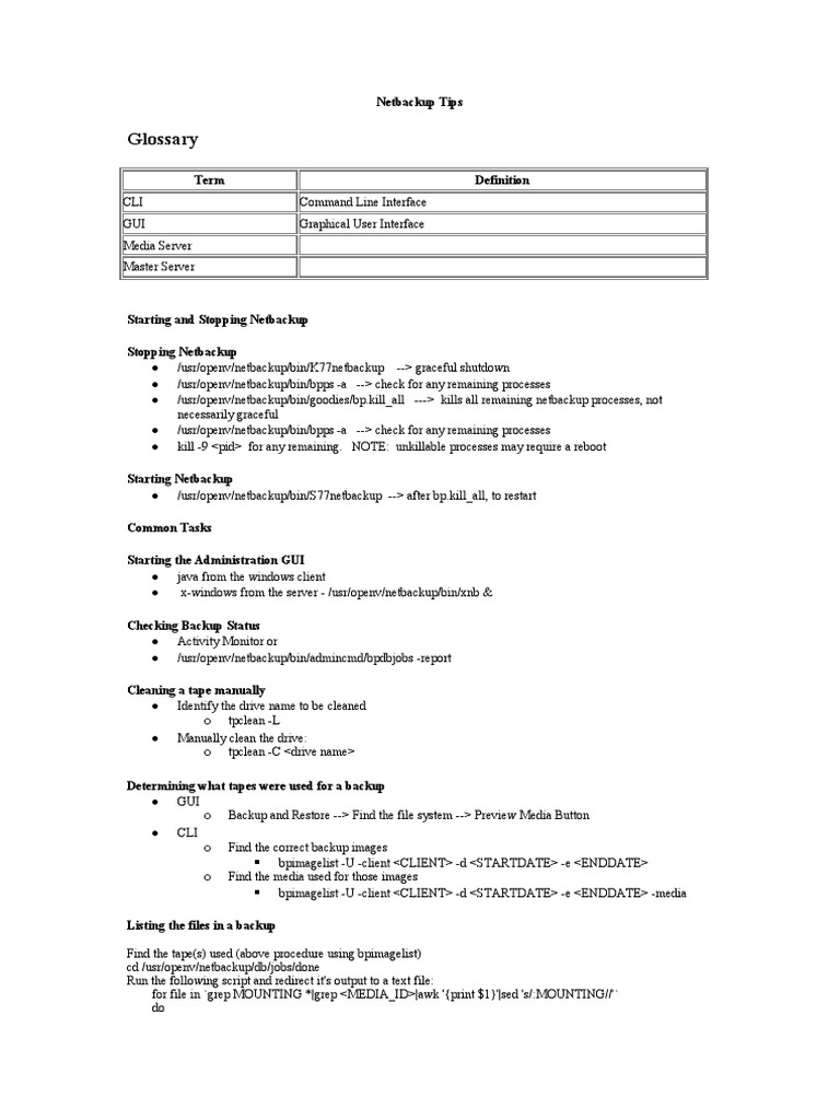 Netbackup Tips | PDF | Backup | Graphical User Interfaces