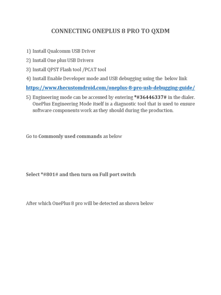 Connecting Oneplus 8 Pro To QXDM | PDF