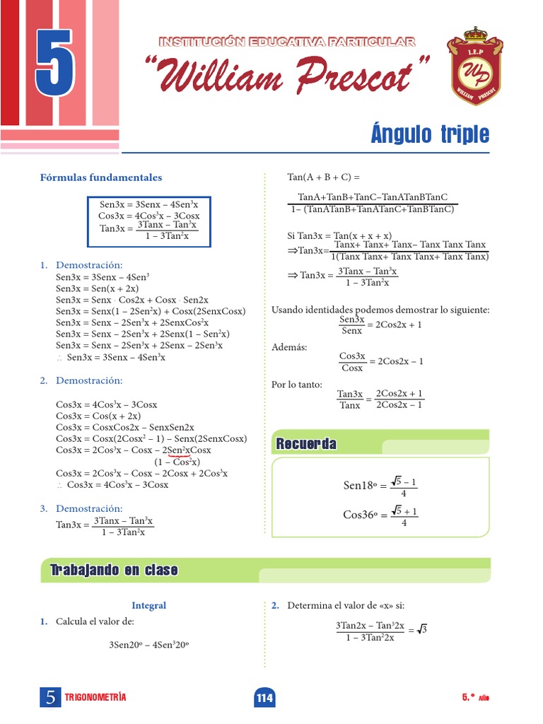 Fórmulas y Demostraciones de Ángulo Triple | PDF | Enseñanza de matemática
