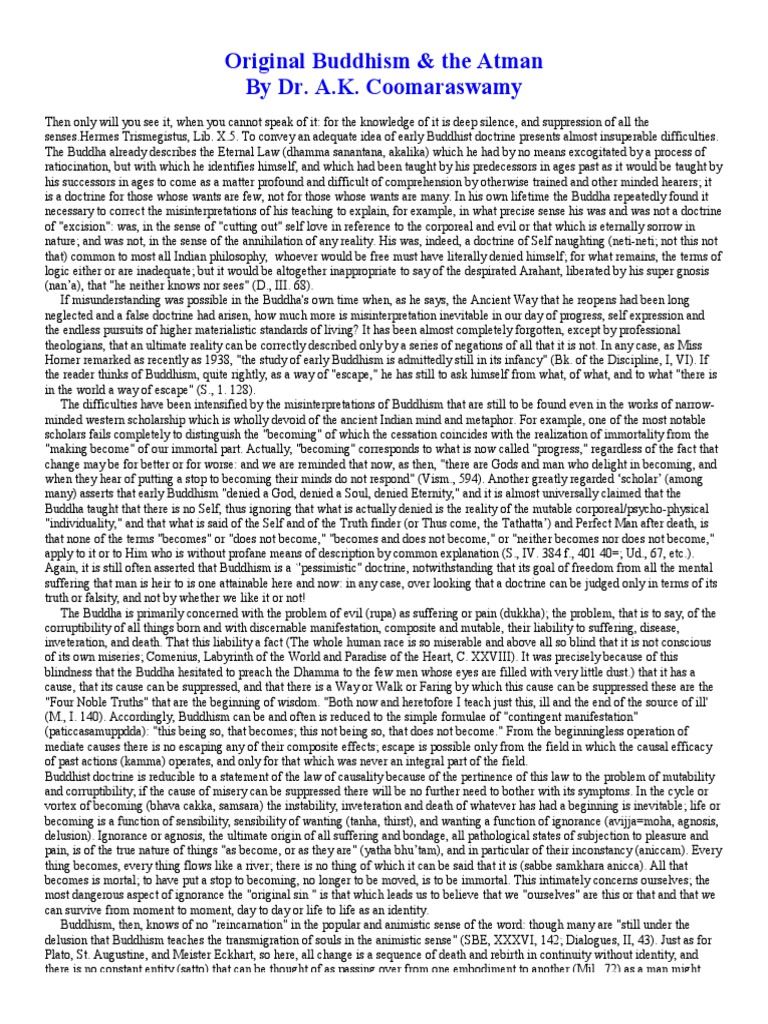 Ananda Coomaraswamy Dhamma Wheel Pdf Ātman Hinduism Gautama Buddha
