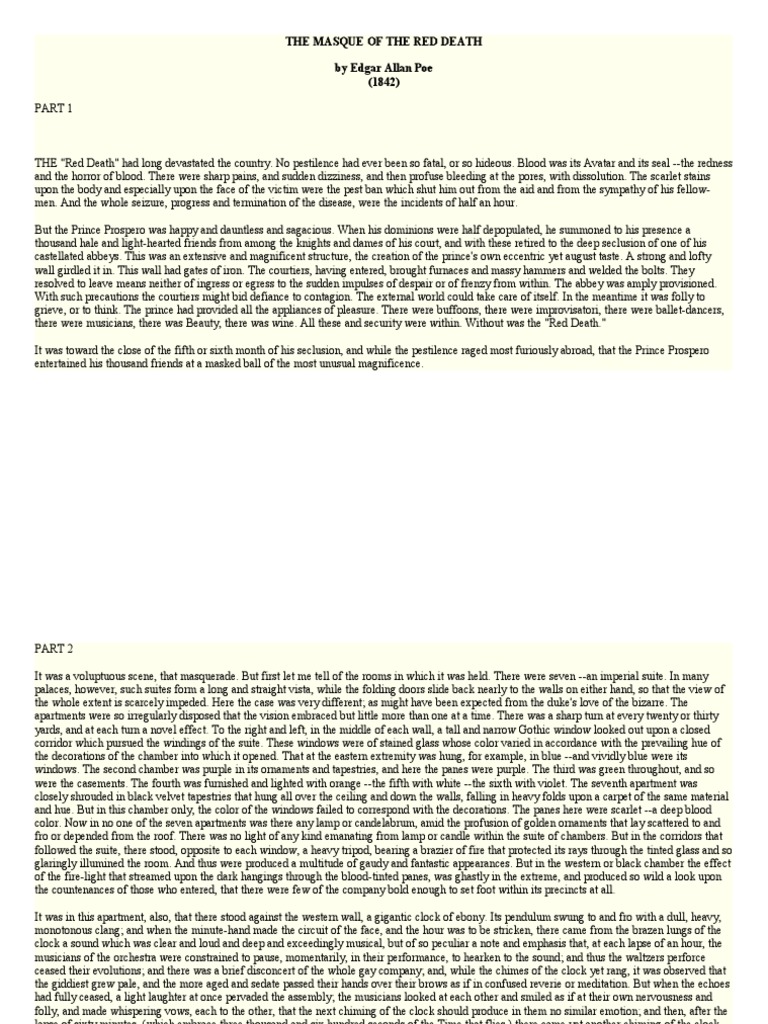 The Masque of The Red Death by Edgar Allan Poe (1842) | PDF | Window