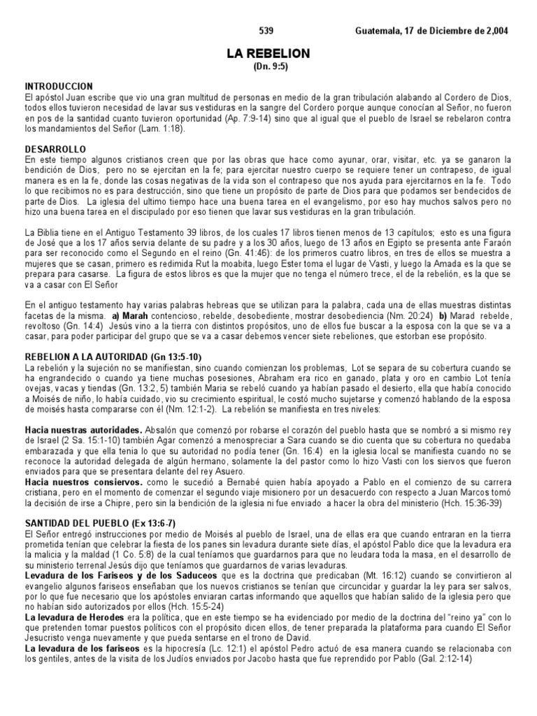 Significado de la Rebelión en la Biblia | PDF | Pablo el apóstol | Pecado