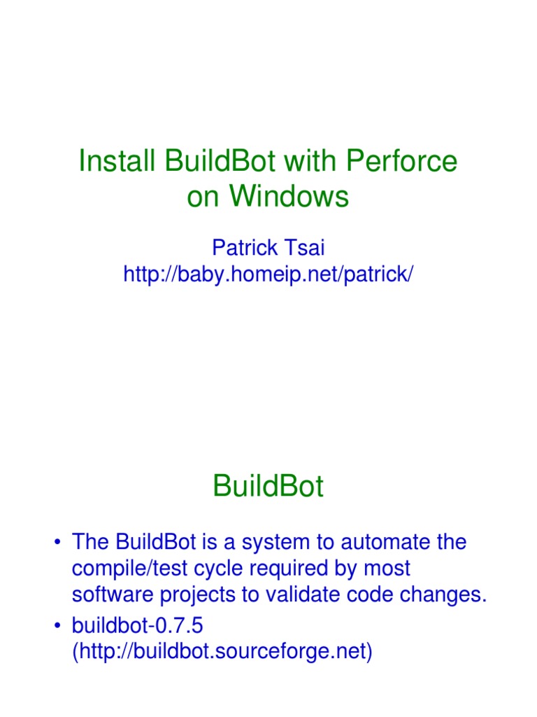 Buildbot + p4 + Windows | PDF | Python (Programming Language) | Computer Engineering