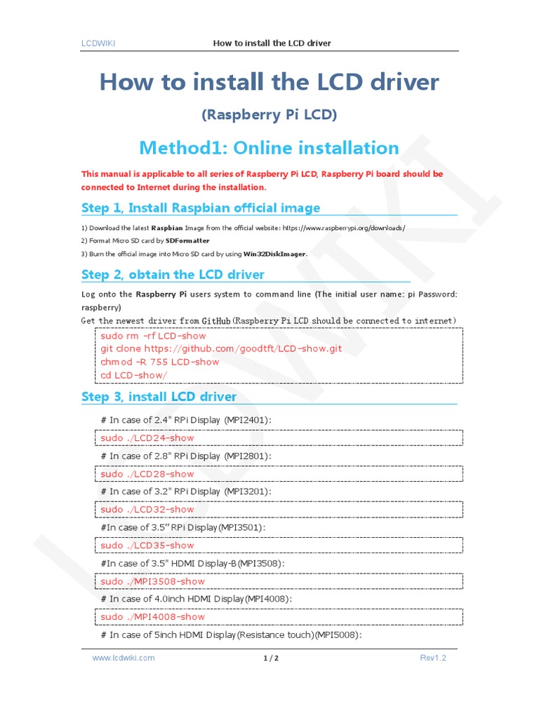 How To Install The LCD Driver: Method1: Online Installation | PDF | Sudo | Software