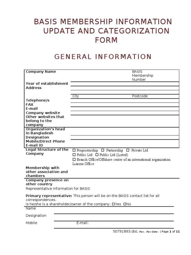 BASIS Member Info Form V4.0 (Updated) | PDF | Business Process ...
