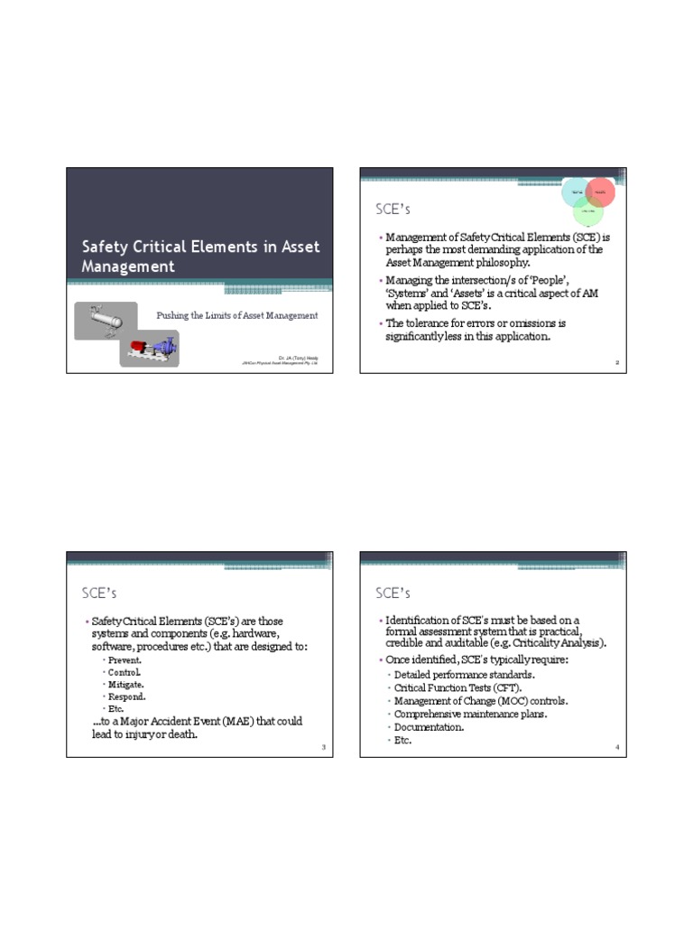 Safety Critical Elements in Asset Management: SCE's | PDF | Reliability ...