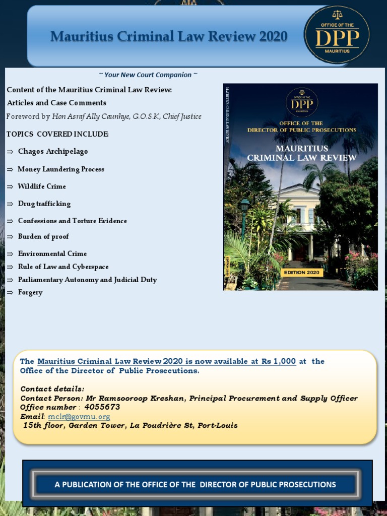 Mauritius Criminal Law Review 2020 Flyer | PDF