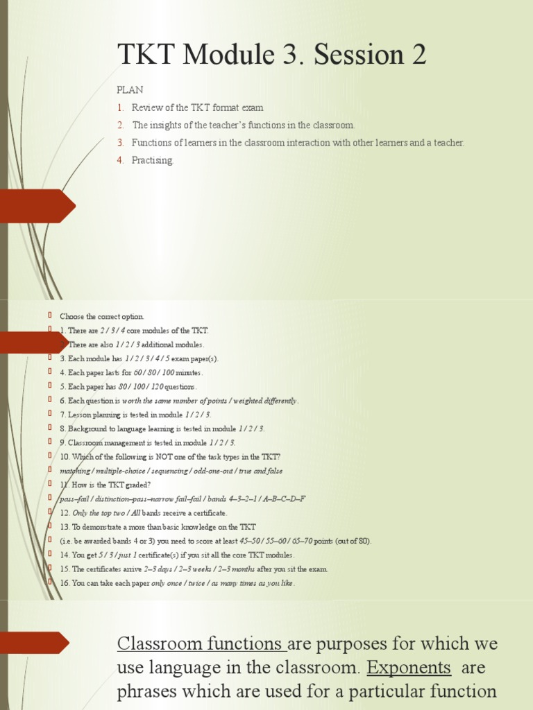 TKT Module 3 | PDF | Test (Assessment) | Classroom