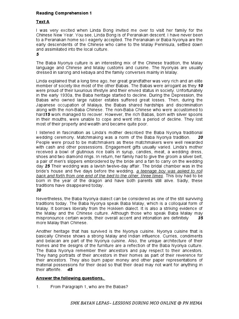 Reading Comprehension 1 | PDF | Wedding | Marriage