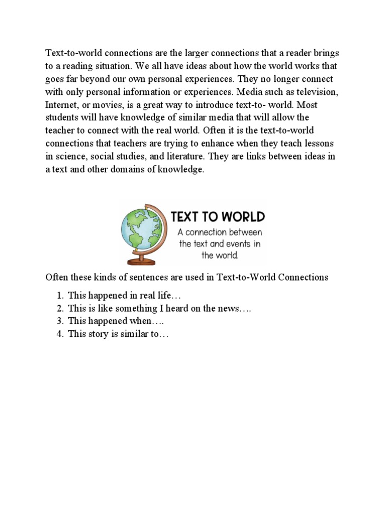 Text-to-World Connection | PDF