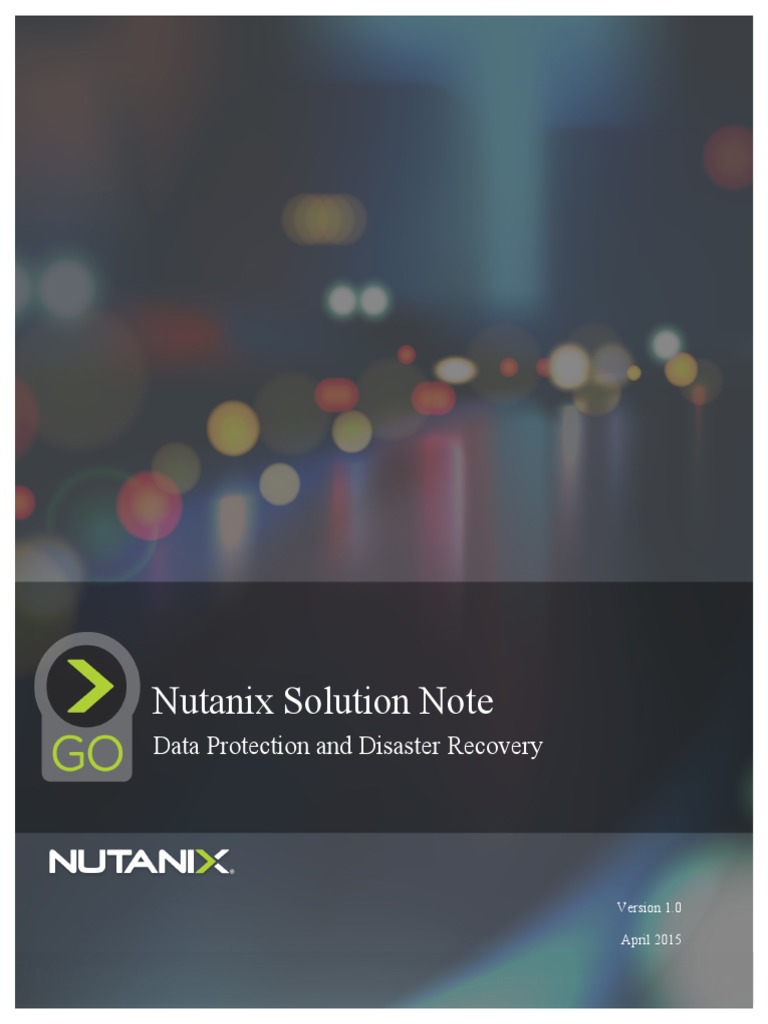 Nutanix Solution Note | Download Free PDF | Replication (Computing) | Backup