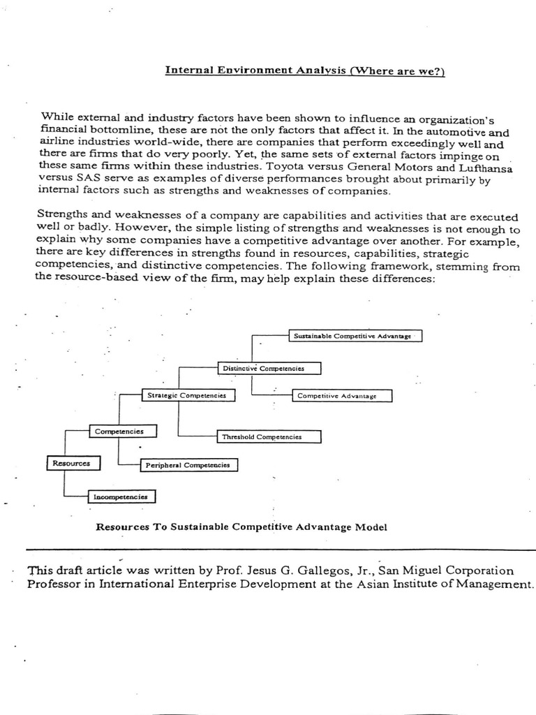 Internal Environment Analysis | PDF | Competitive Advantage | Economies