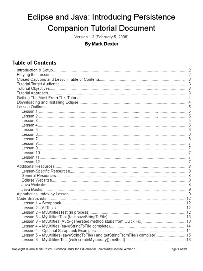 Persistence Tutorial Companion Document | PDF | Eclipse (Software) | Java (Programming Language)