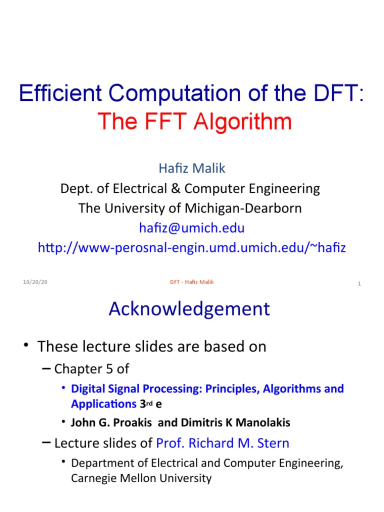 Efficient Computation of The DFT | PDF | Fast Fourier Transform | Discrete Fourier Transform