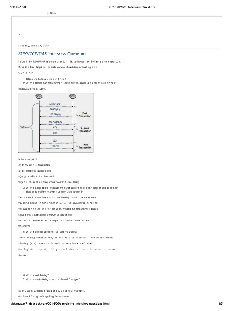VOIP/SIP/IMS Interview Questions Guide | PDF | Ip Multimedia Subsystem ...