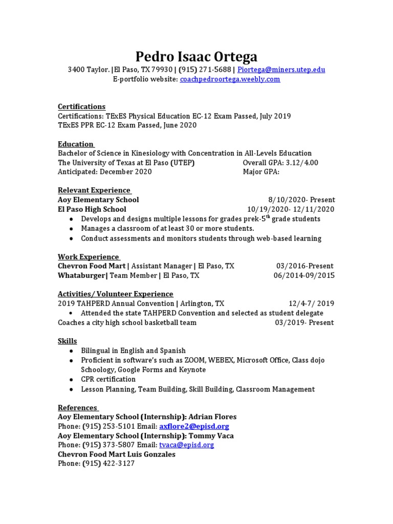 Pedro Isaac Ortega - Resume Review | PDF | Career & Growth | Social Science