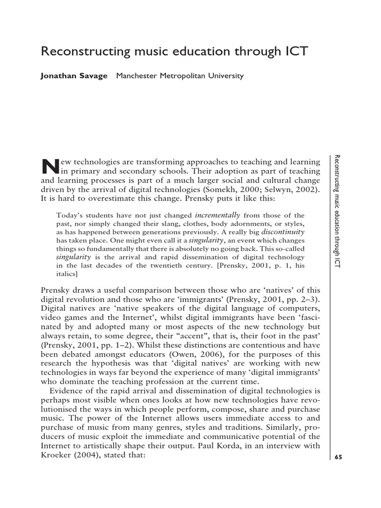 Reconstructing Music Education Through ICT | PDF | Educational ...