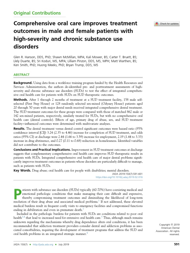 Comprehensive Oral Care Improves Treatment Outcomes in Male and Female ...