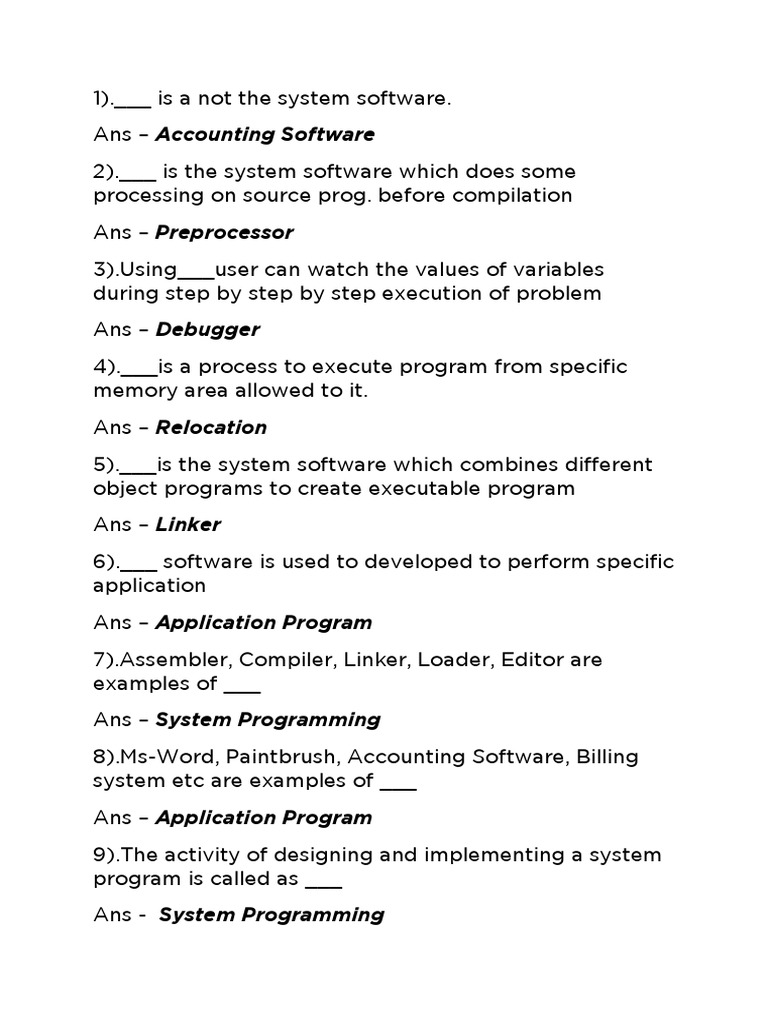 SYSPRO MCQ | Download Free PDF | Assembly Language | Computer Program