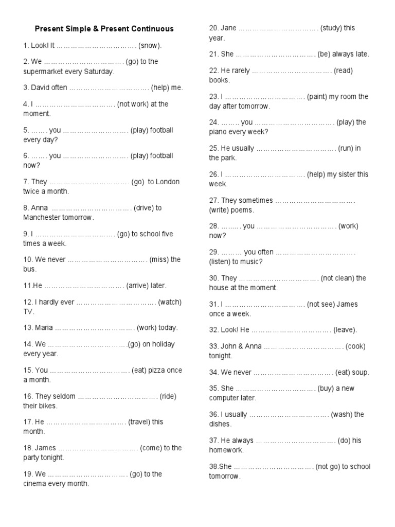 Present Simple Present Continuous Time Expressions | PDF