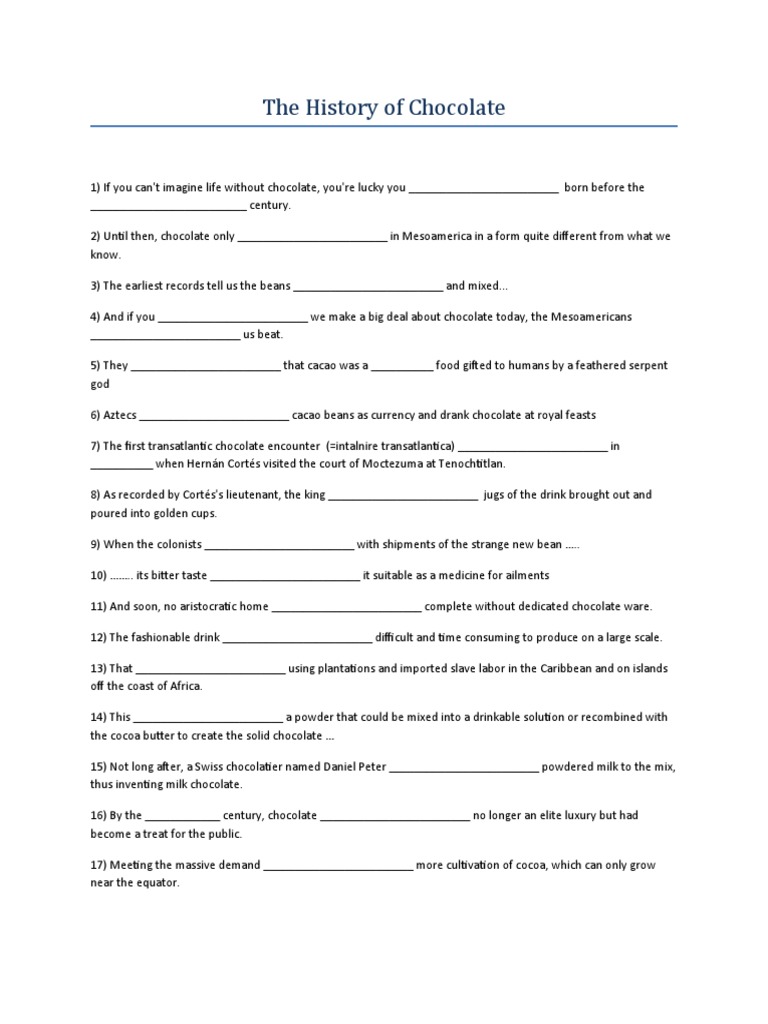 The History of Chocolate | PDF