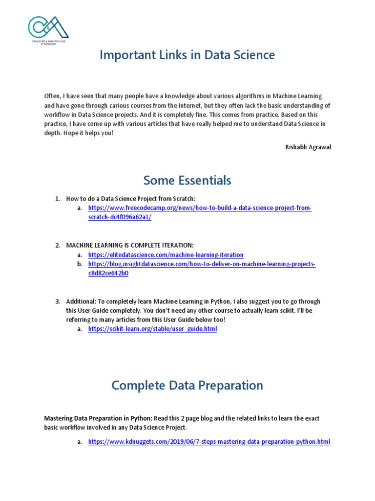 Important Links in Data Science | PDF