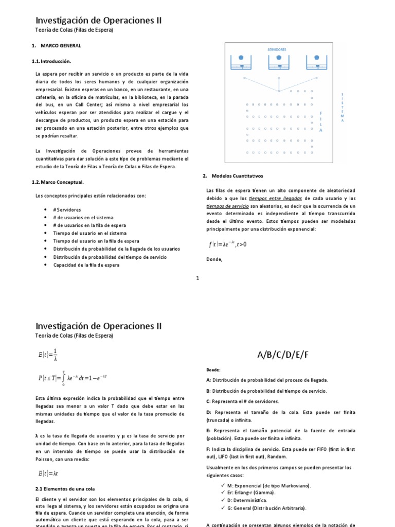 Guia 03 - Teoría de Colas | PDF | Matemáticas Aplicadas | Enseñanza de ...