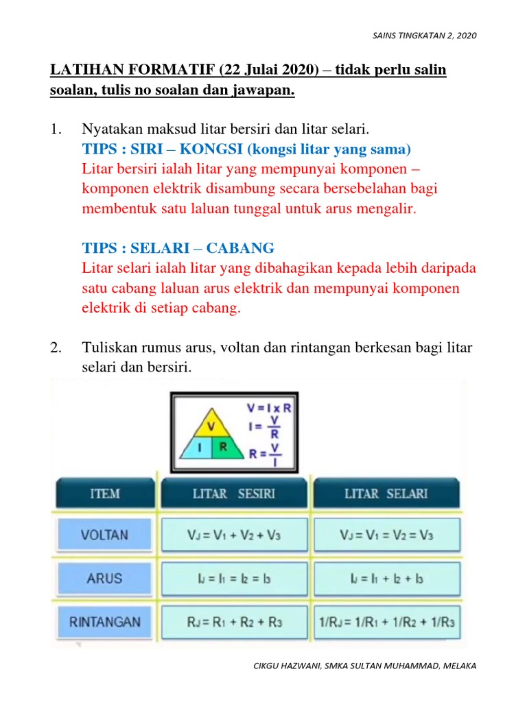 Jawapan LATIHAN SAINS TING 2 PKP (22 JULAI) | PDF