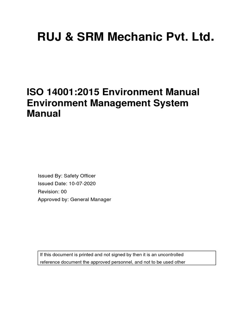 ISO 14001:2015 EMS Manual | PDF | Environmental Resource Management | Audit