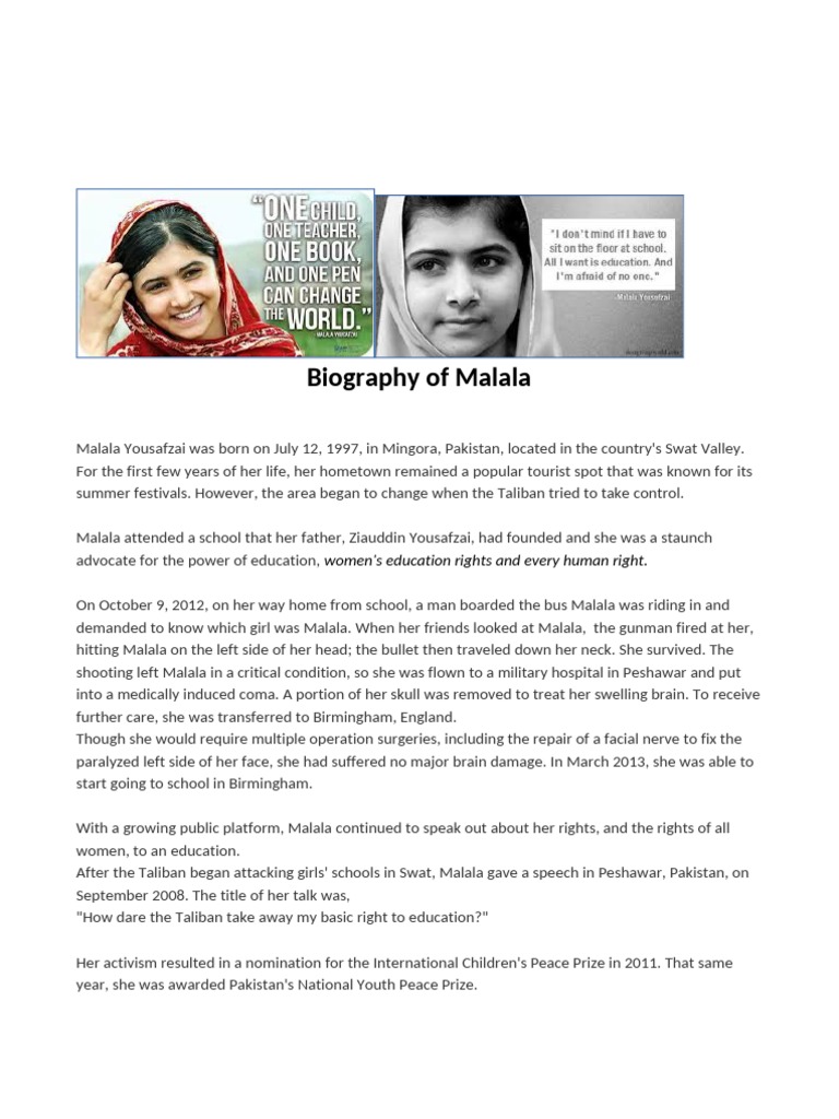 Biography of Malala: Women's Education Rights and Every Human Right ...
