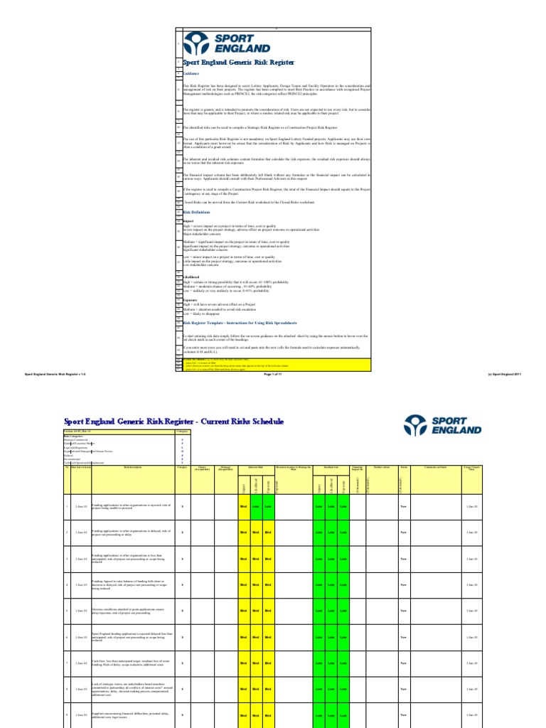 Sport England Generic Risk Register 001 | PDF | Risk | Interest