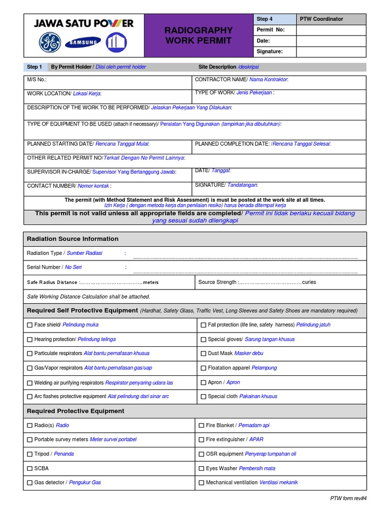 (J1) PTW - Radiography Work Test - Rev04 | PDF | Personal Protective ...