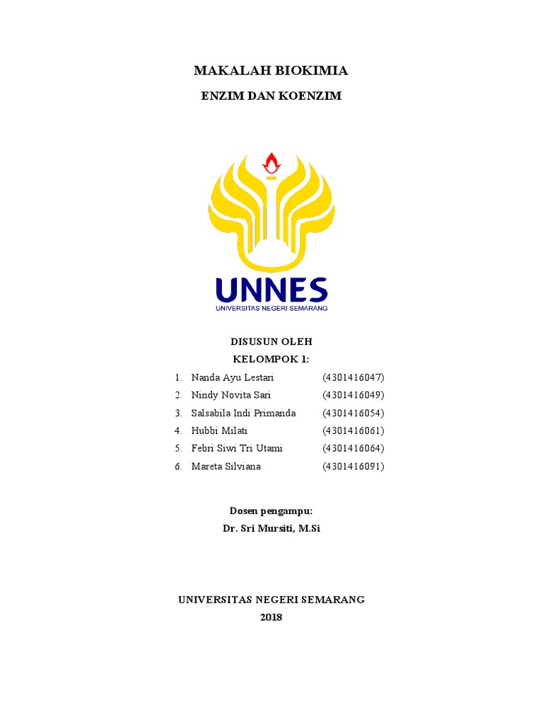 Makalah Biokimia Bab Enzim Dan Koenzim | PDF
