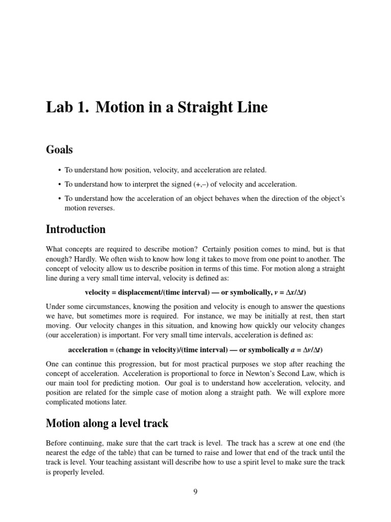 Analyzing Straight Line Motion | PDF | Acceleration | Velocity