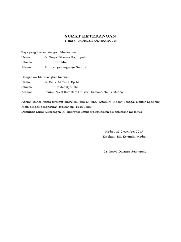 SURAT KETERANGAN SIP Dokter | PDF
