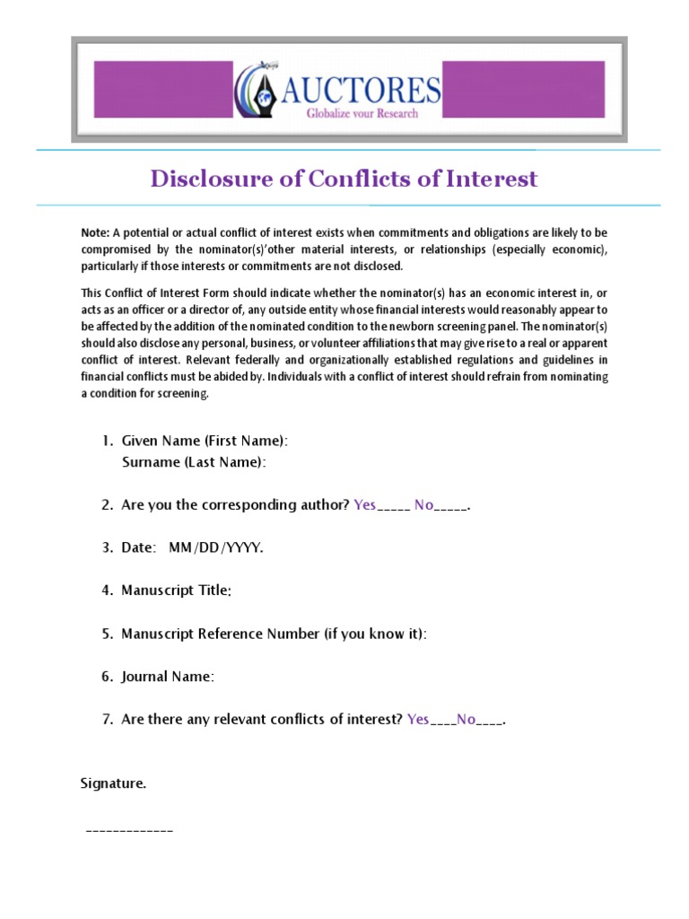 New Disclosure of Conflicts of Interest | PDF